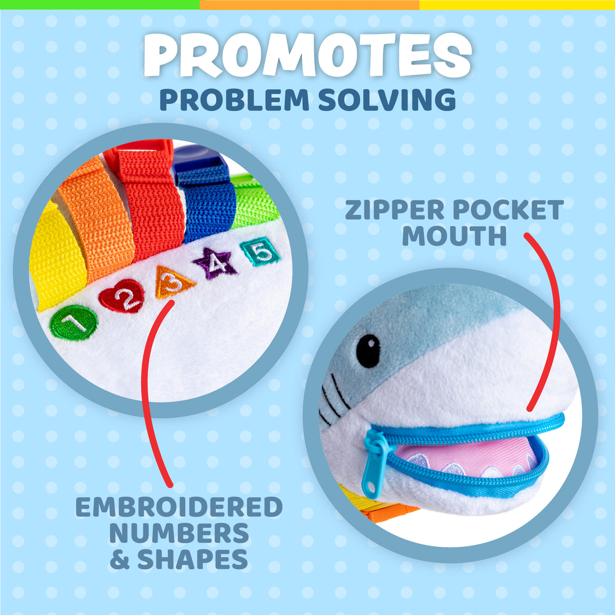 Buckle Toy Bruce Shark Stuffed Animal Learning Toy for Toddlers ...